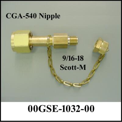 Transfill Adapter, CGA-540 to 9/16-18 M Scott, w/cap | MHOxygen