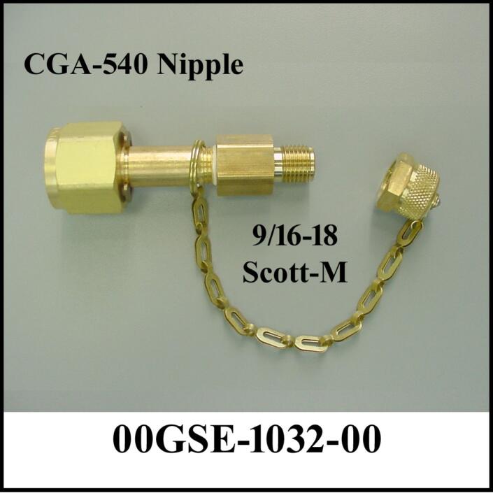 Transfill Adapter, CGA-540 to 9/16-18 M Scott, w/cap | MHOxygen